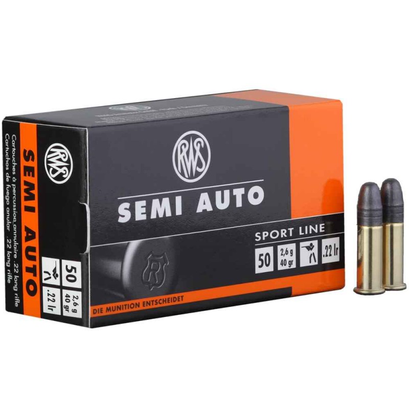 RWS Semi Auto 22 LR Rimfire Ammo, 40Gr LRN - 50Rds*Cannot ship outside ...