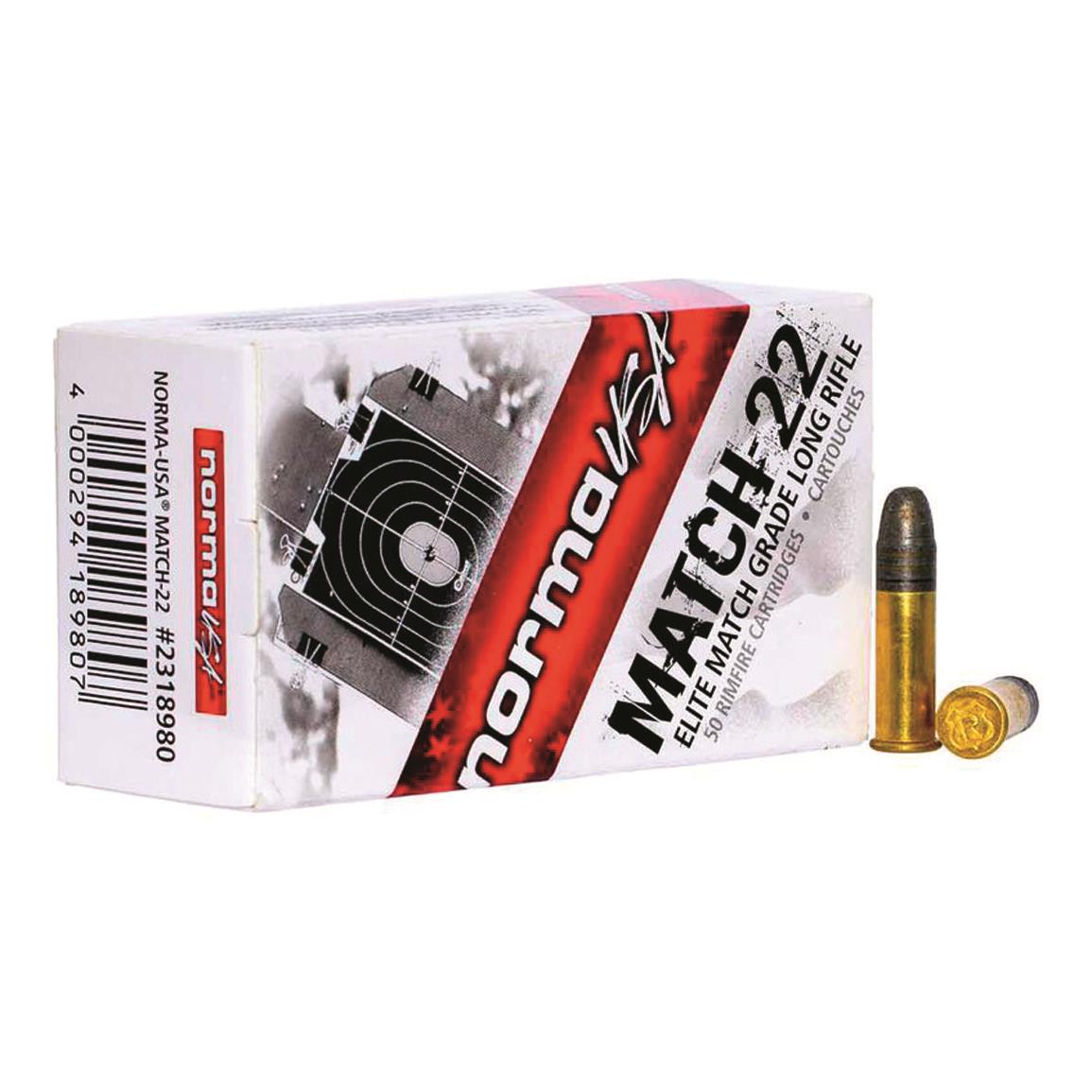 Norma Match 22 LR Rimfire Ammo, 40Gr LRN - 50Rds - Rangeview Sports Canada