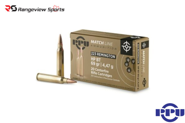 PPU Match Line 223 Rem Rifle Ammo, 69Gr HPBT - 20Rds | Rangeview Sports ...