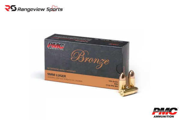 PMC Bronze 9mm Pistol Ammo, 115Gr FMJ - 50Rds | Rangeview Sports Canada