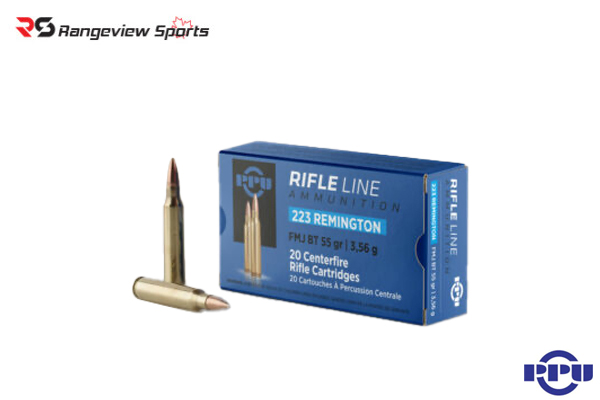 PPU Rifle Line 223 Rem Rifle Ammo, 55Gr FMJBT - 20Rds | Rangeview ...