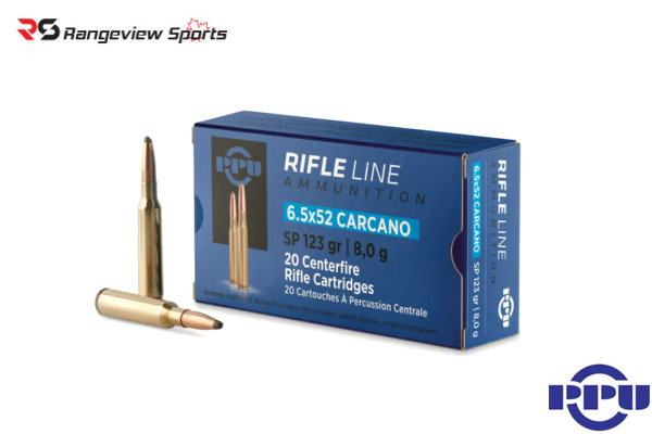 PPU Rifle Line 6.5x52mm Carcano Rifle Ammo, 123Gr SP - 20Rds ...