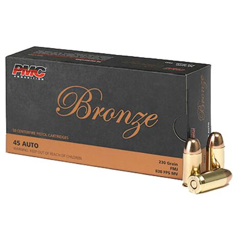 PMC Bronze 45 ACP Pistol Ammo, 230Gr FMJ - 50Rds - Rangeview Sports Canada