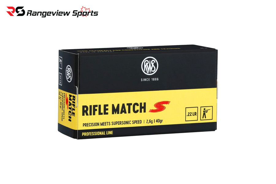 RWS Rifle Match S 22 LR Rimfire Ammo, 40gr LRN - 500Rds - Rangeview ...